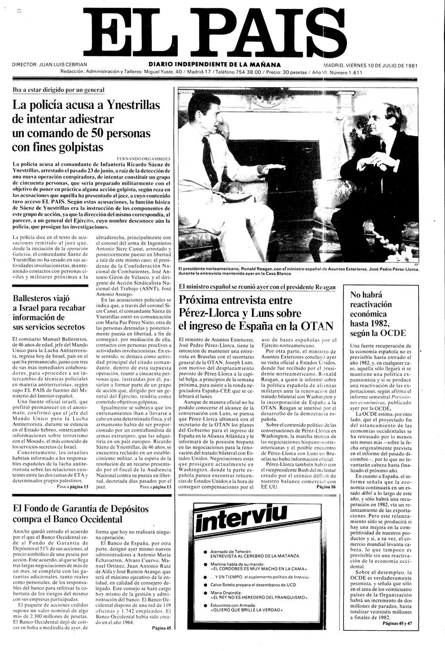 Portada 10 De Julio De 1981 Aniversario EL PA S Portada 10 De Julio De 1981 Aniversario EL PA S