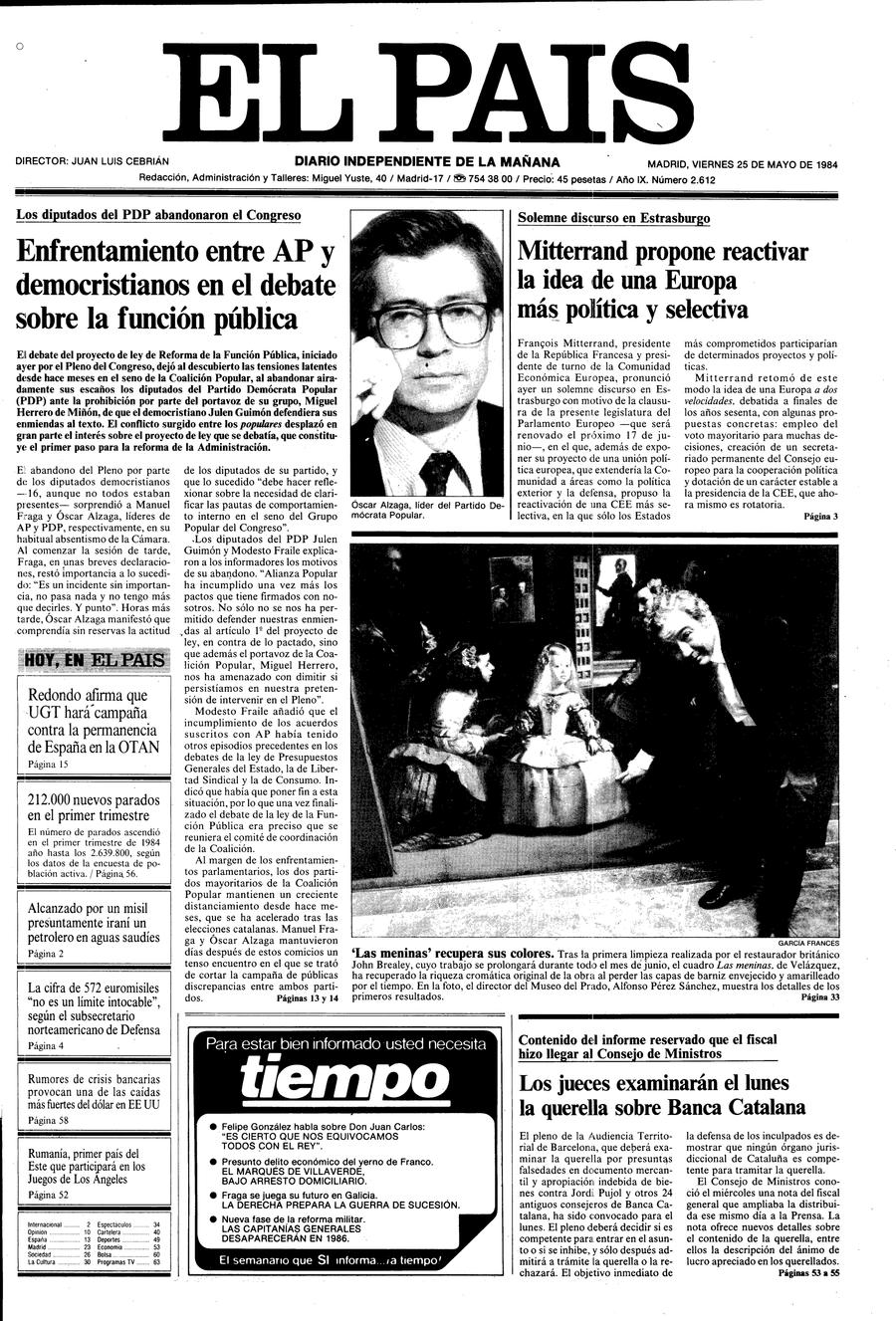 Portada 25 De Mayo De 1984 Aniversario EL PA S