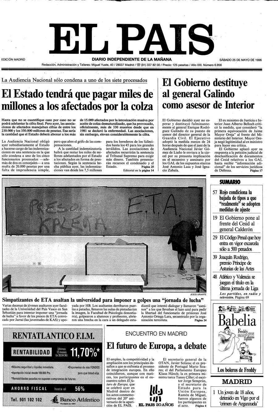 Portada 25 De Mayo De 1996 Aniversario EL PA S