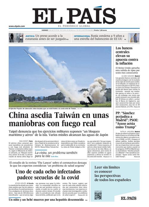 Portada de EL PAÍS del 05-08-2022