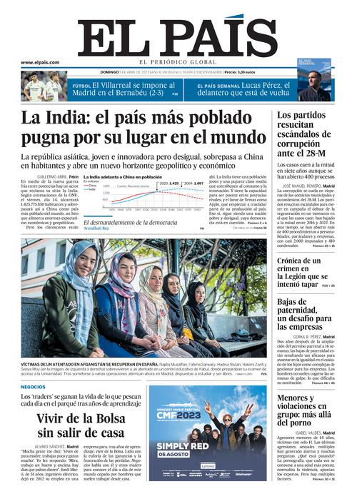 Portada de EL PAÍS del 09-04-2023