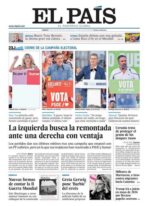 Portada de EL PAÍS del 22-07-2023