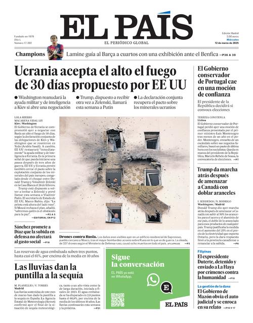 Portada de EL PAÍS del 12-03-2025